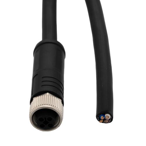 M12 DC Power Cable Assembly, 4 Position T Code, IP68 IP69K, Female to ...