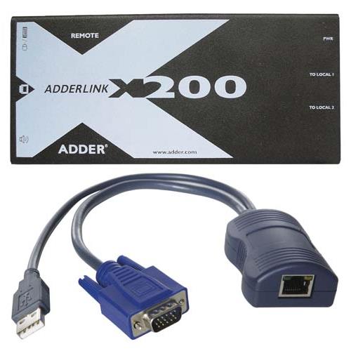 AdderLink X-200 Series Extender Pair, USB CAM, No Audio, No Deskew 100m ...