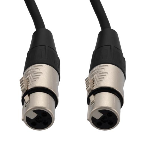 XLR Audio Cable, 3 Pin, Female To Female, High-Flex, 24AWG, PVC, Black, 25F