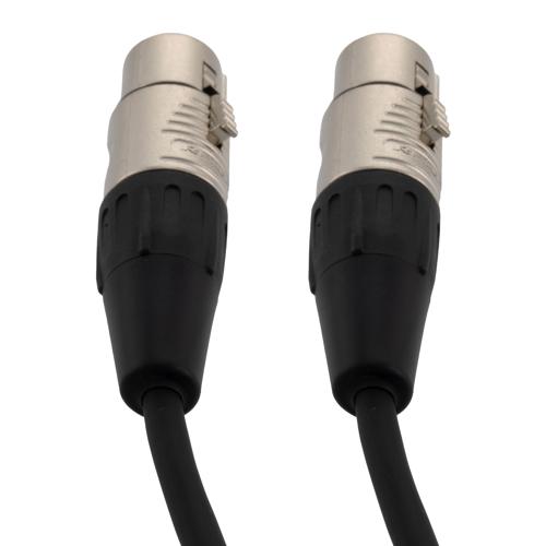 XLR Audio Cable, 3 Pin, Female To Female, High-Flex, 24AWG, PVC, Black, 25F