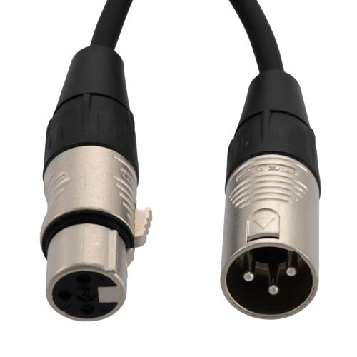 XLR Audio Cable, 3 Pin, Male To Female, High-Flex, 24AWG, PVC, Black, 10F