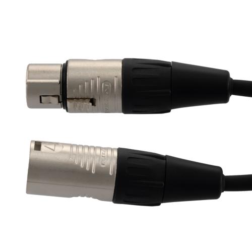 XLR Audio Cable, 3 Pin, Male To Female, High-Flex, 24AWG, PVC, Black, 25F