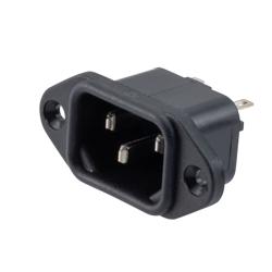 AC PEM C14, Panel Horizontal Flange, 2.8mm Solder tab