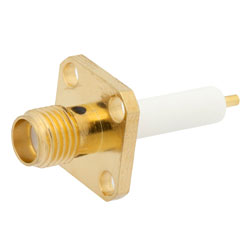 18 GHz SMA Female Connector Solder Attachment 4 Hole Flange Mount Stub Terminal, .340 inch Hole ...