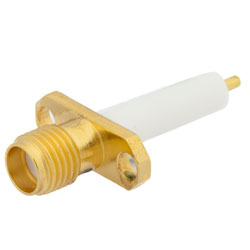 18 GHz SMA Female Connector Solder Attachment 2 Hole Flange Mount Stub ...