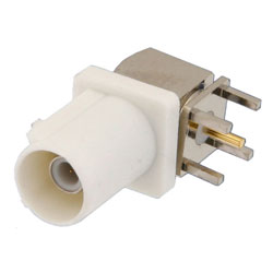 FAKRA Plug Right Angle Connector Solder Attachment Thru Hole PCB, White ...