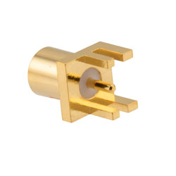 RF PCB Connector, MCX Female straight, Edge Mount, SMT End Launch