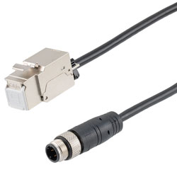 Category 5e Economy M12 4 Position D code Cable, IP67 M12 Male Plug to ...